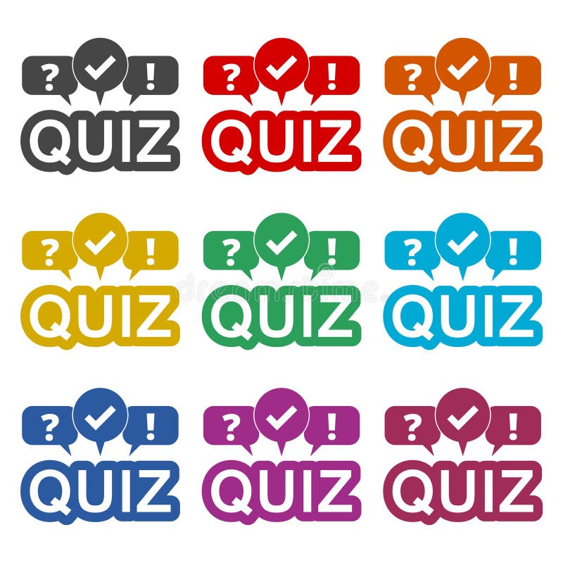 Quiz icon, color icons set stock vector. Illustration of blue - 117620166