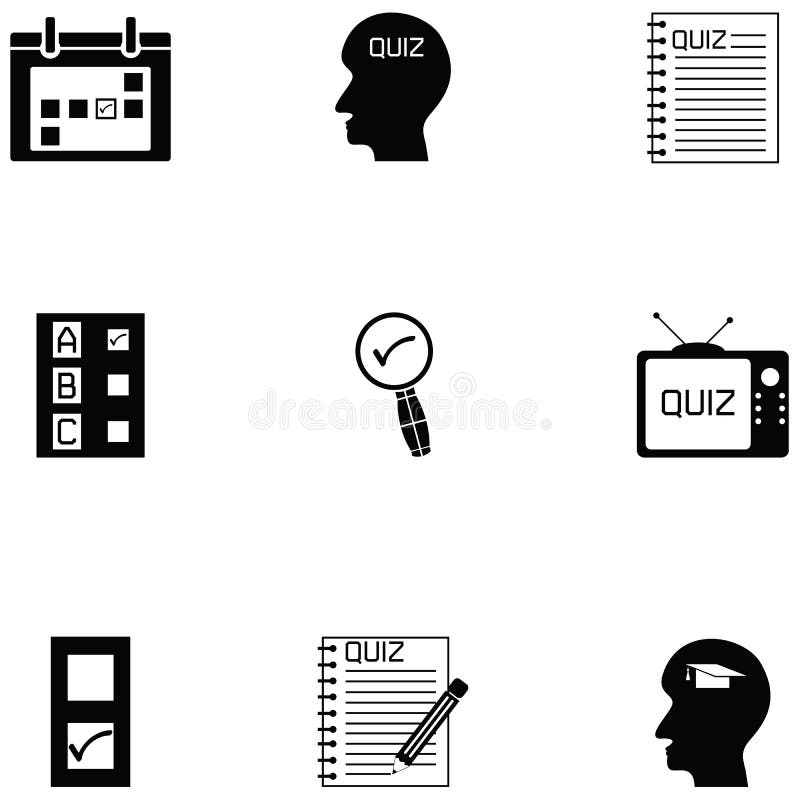 Quiz icon set stock vector. Illustration of checklist - 120570491