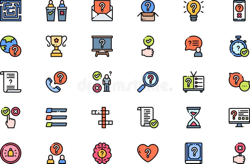 Quiz Icons Collection is a Vector Illustration with Editable Stroke ...