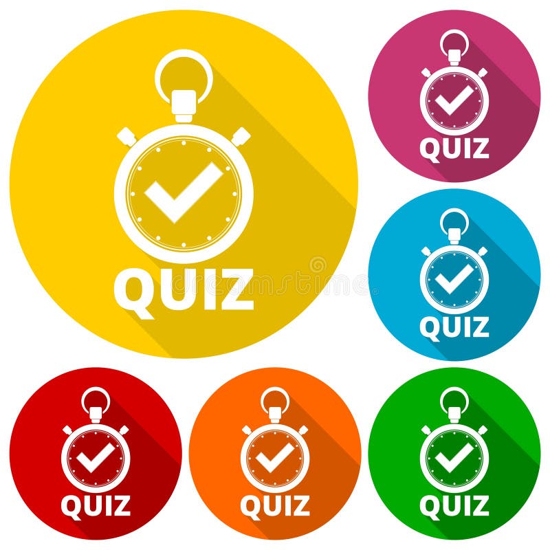 Quiz Icons Set with Long Shadow Stock Vector - Illustration of ideas ...