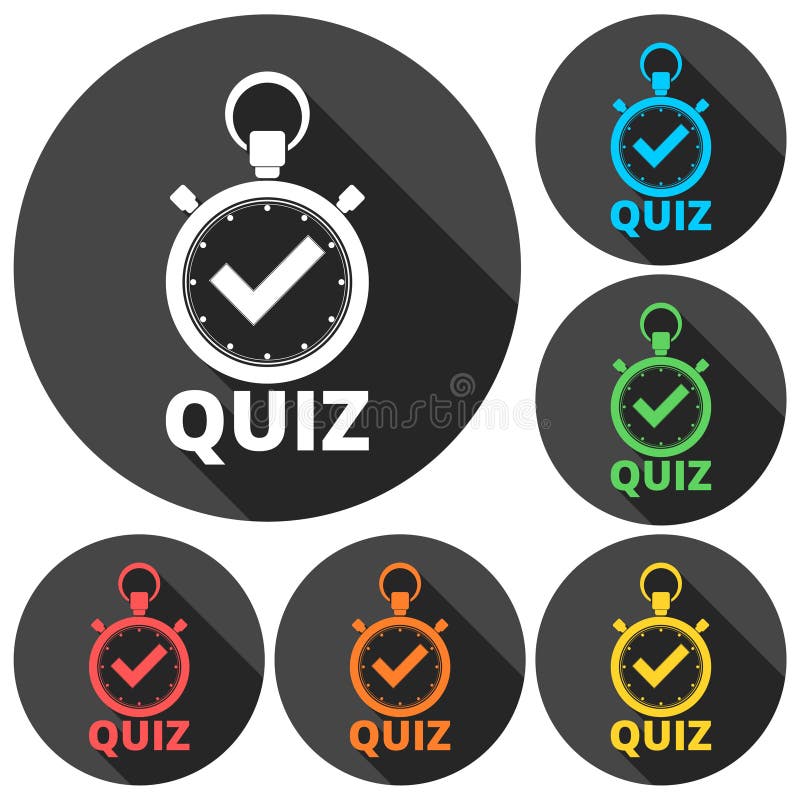 Quiz Icons Set with Long Shadow Stock Vector - Illustration of answer ...
