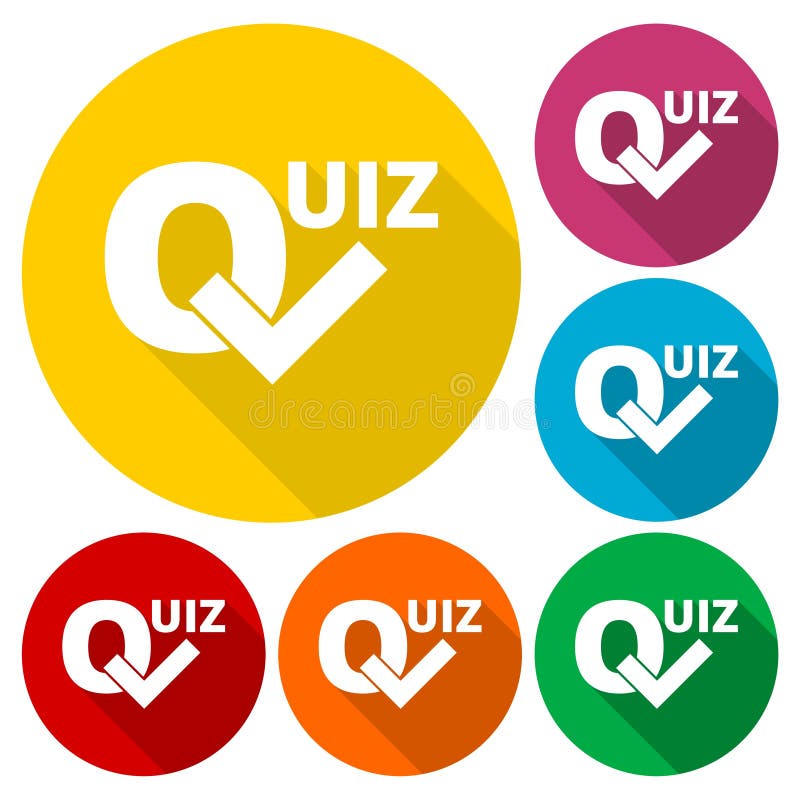 Quiz Icons Set with Long Shadow Stock Vector - Illustration of badge ...