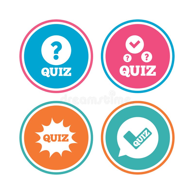 Quiz Icons. Speech Bubble with Check Mark Symbol Stock Vector ...