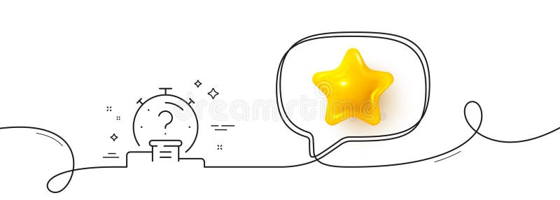 Quiz Line Icon. Timer with Question Mark. Continuous Line with 3d Star ...