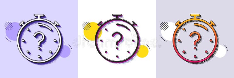 Quiz Line Icon. Timer with Question Mark. Halftone Dotted Pattern ...