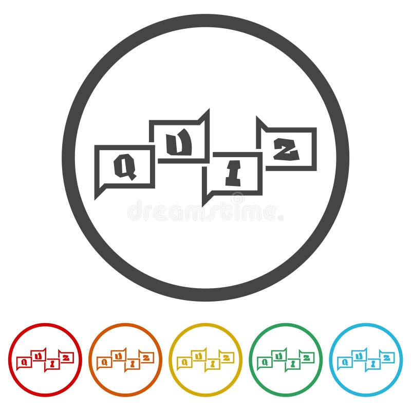 Quiz Logo. Set Icons in Color Circle Buttons Stock Vector ...