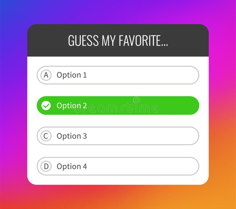 Quiz Option. Question Interface Social Media Sticker, Select and Guess ...