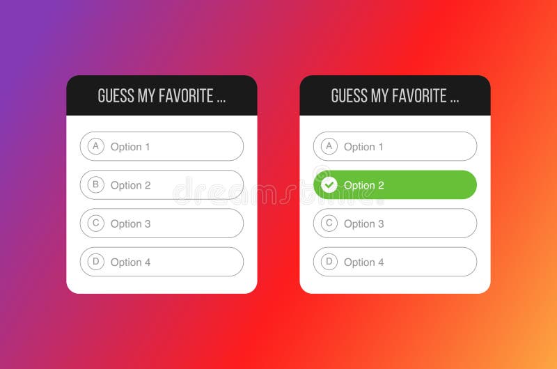 Quiz Option Template. Question Stickers for Poll Stories Page ...
