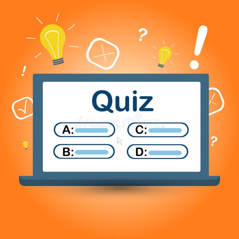 Quiz on Your Computer Screen with Answer Choices. Vector Illustration ...