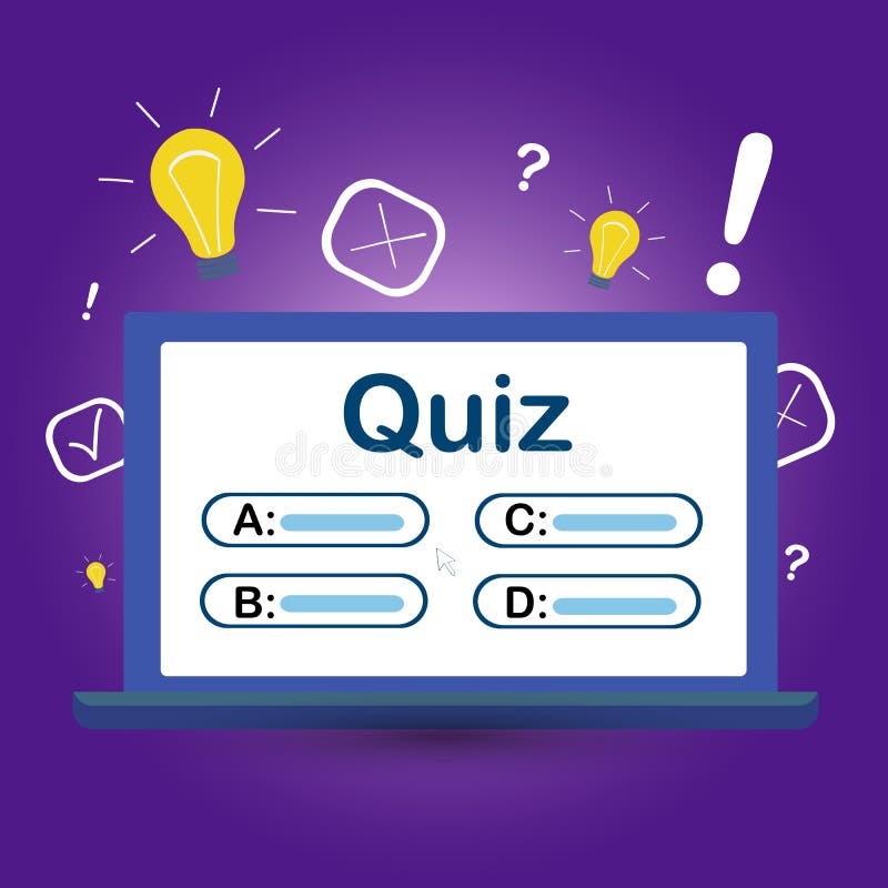 Quiz on Your Computer Screen with Answer Choices. Vector Illustration ...