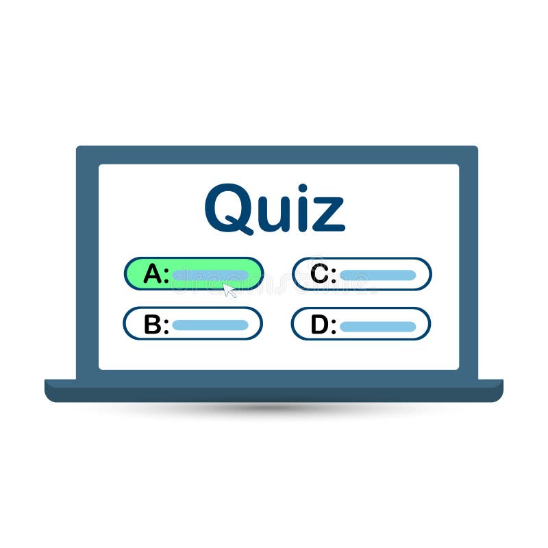 Quiz on Your Computer Screen with Answer Choices. Vector Illustration ...