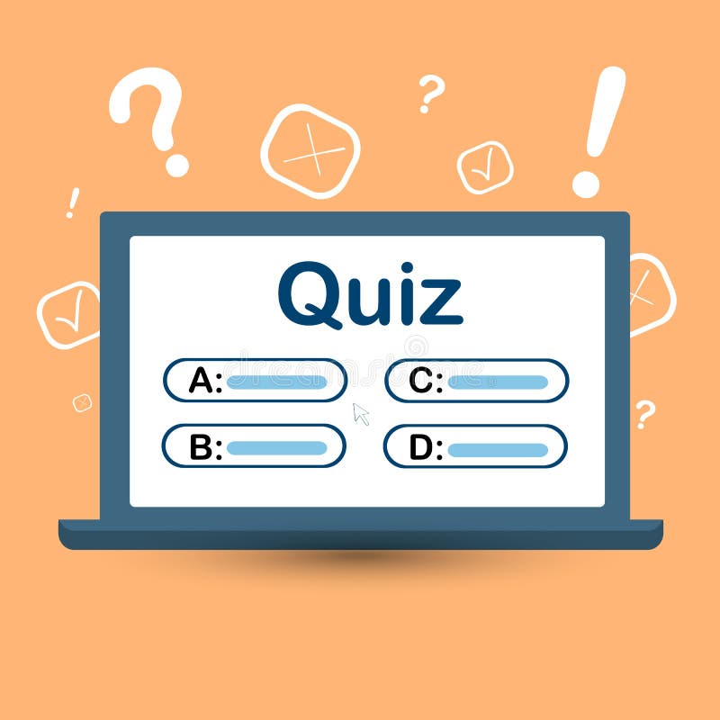 Quiz on Your Computer Screen with Answer Choices. Vector Illustration ...