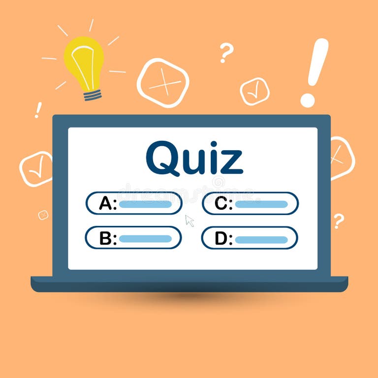 Quiz on Your Computer Screen with Answer Choices. Vector Illustration ...