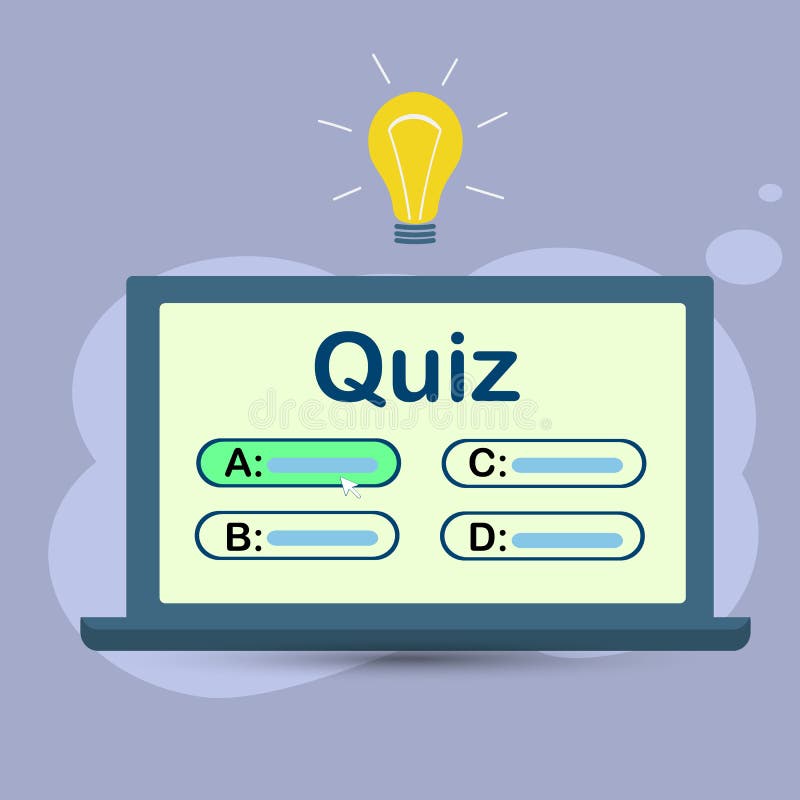 Quiz on Your Computer Screen with Answer Choices. Vector Illustration ...