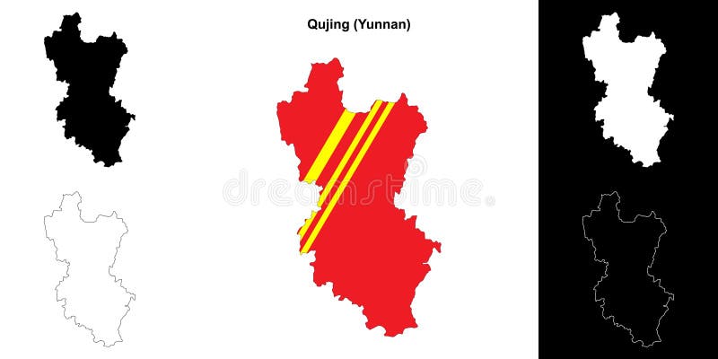 Qujing outline map stock illustration. Illustration of area - 334850809
