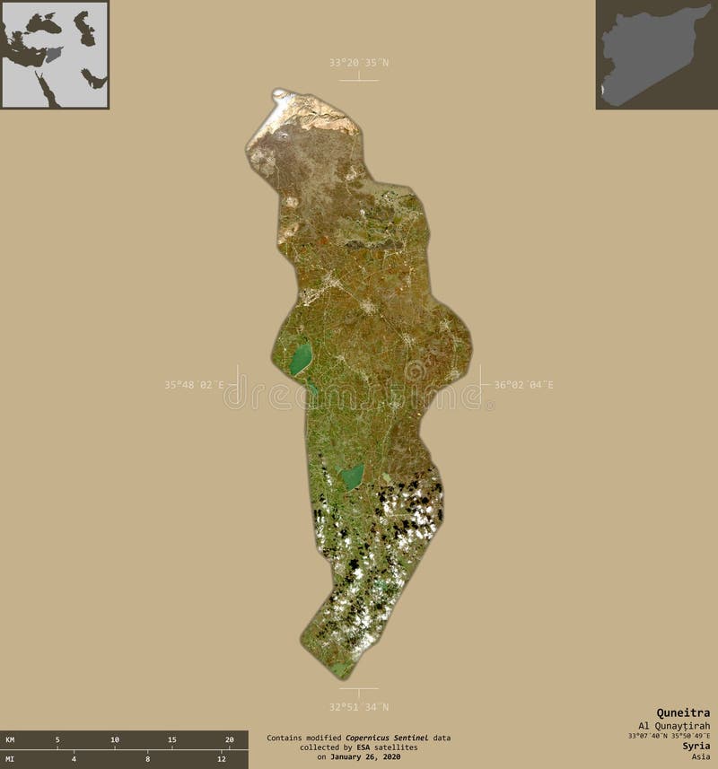 Quneitra, Syria - Composition. Sentinel-2 Satellite Stock Illustration ...