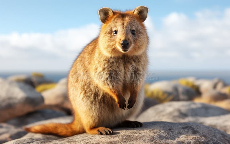 Quokka Animal Isolated on a Transparent Background. Stock Illustration ...