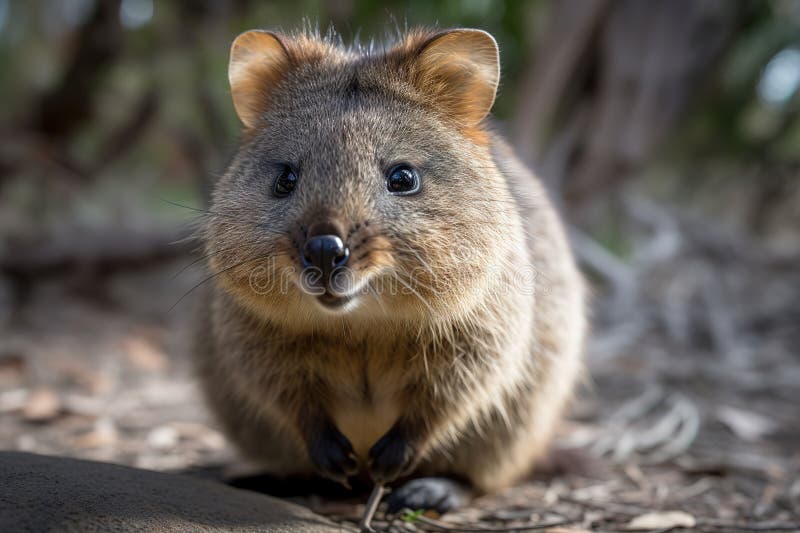 Adorable Quokka Portrait. Cute Australian Wildlife Rodent Mammal ...