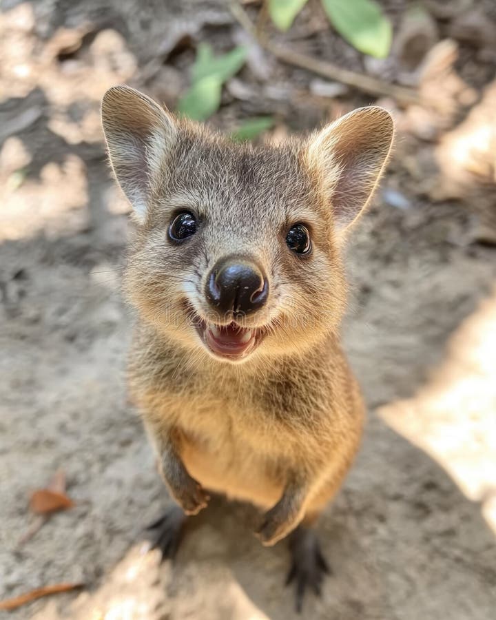 Quokka Smiling and Standing on Sandy Path Stock Illustration ...