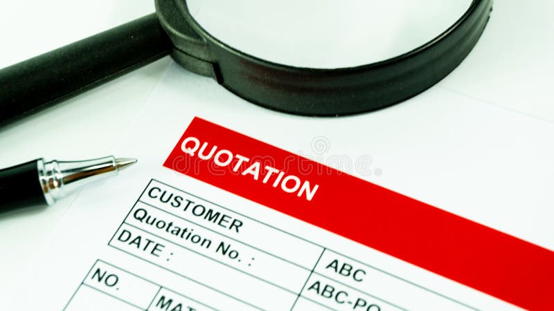 Quotation Business Document Close Up with Pen for Sign Stock Image ...
