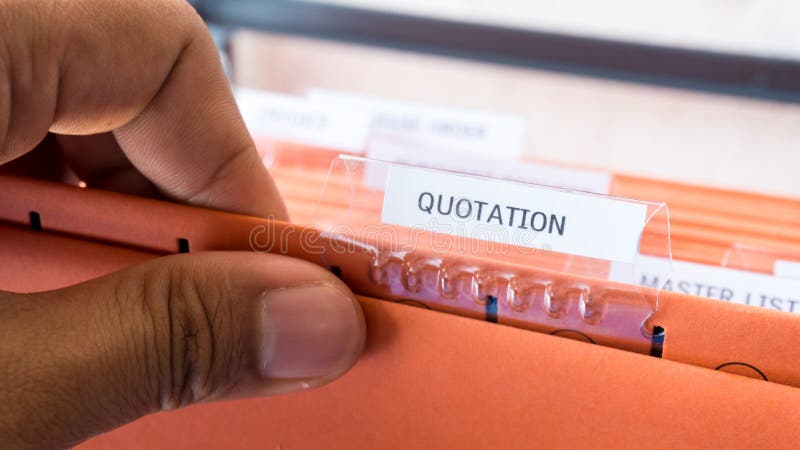 Quotation Business Document File on Office Cabinet Stock Image - Image ...