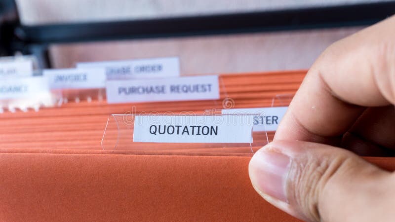 Quotation Business Document File on Office Cabinet Stock Image - Image ...