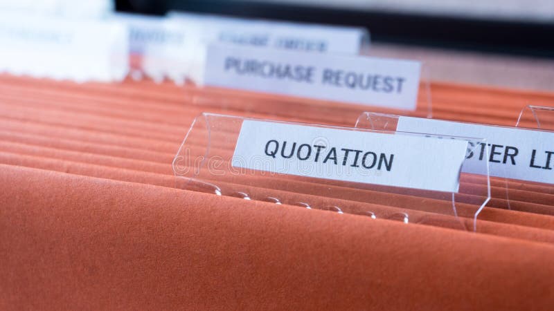Quotation Business Document File on Office Cabinet Stock Image - Image ...