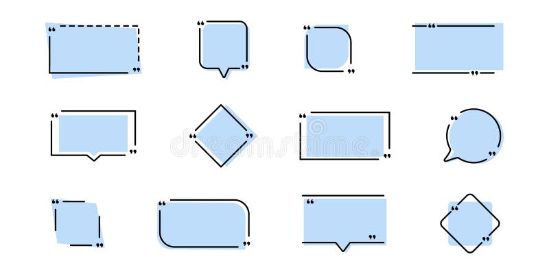 Quotation Frame Box Vector Illustration. Quote Mark Symbol Icon Set ...