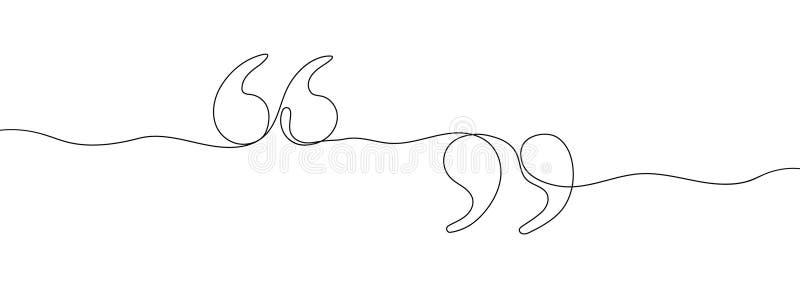 Quotation Mark in Continuous Line Drawing Style. Line Art of of a Quote ...