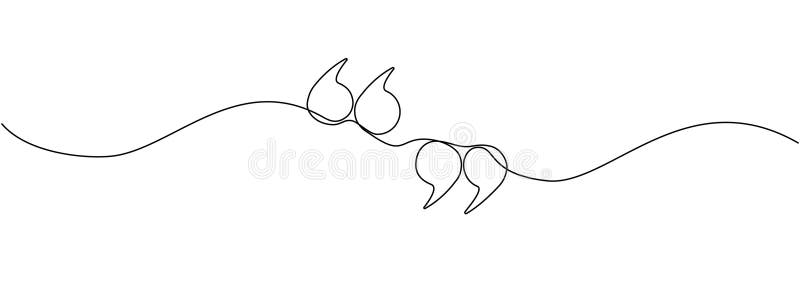 Quotation Mark in Continuous One Line Drawing. One Continuous Line of a ...