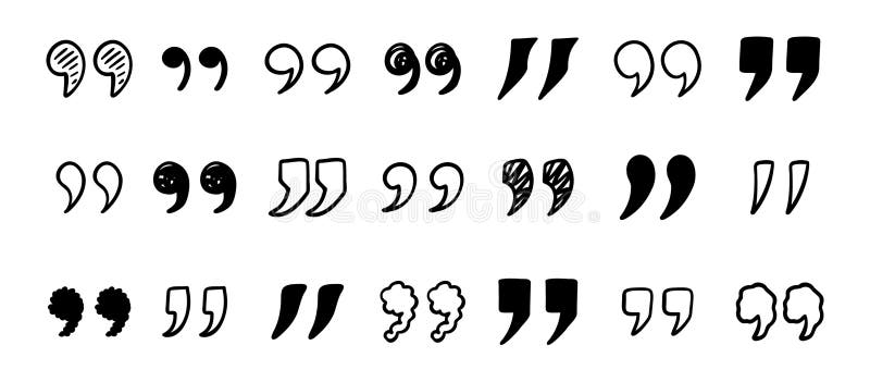 Quotation Mark Doodle Hand Drawn Set. Quotation Marks Drawing for ...