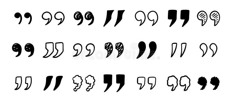 Quotation Mark Doodle Hand Drawn Set. Quotation Marks Drawing for ...