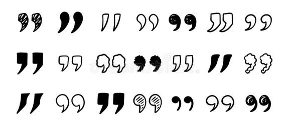Quotation Mark Doodle Hand Drawn Set. Quotation Marks Drawing for ...