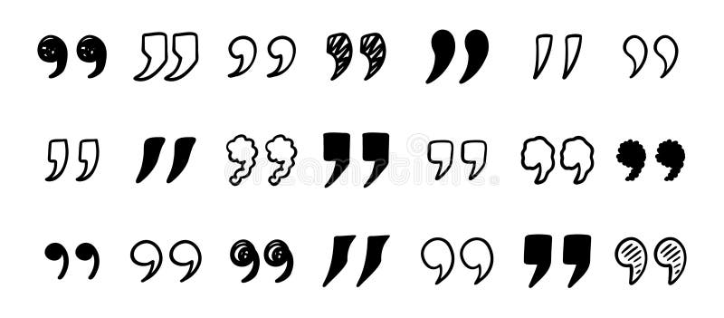 Quotation Mark Doodle Hand Drawn Set. Quotation Marks Drawing for ...