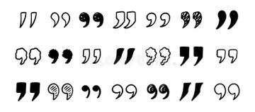 Quotation Mark Doodle Hand Drawn Set. Quotation Marks Drawing for ...