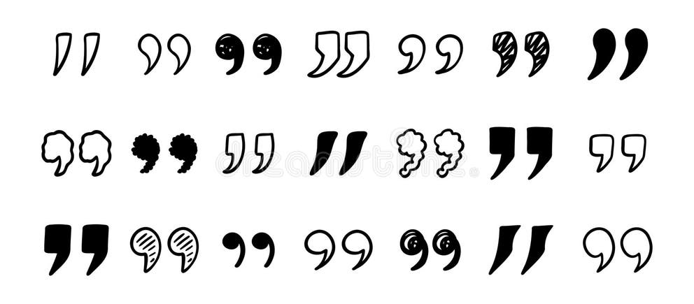 Quotation Mark Doodle Hand Drawn Set. Quotation Marks Drawing for ...