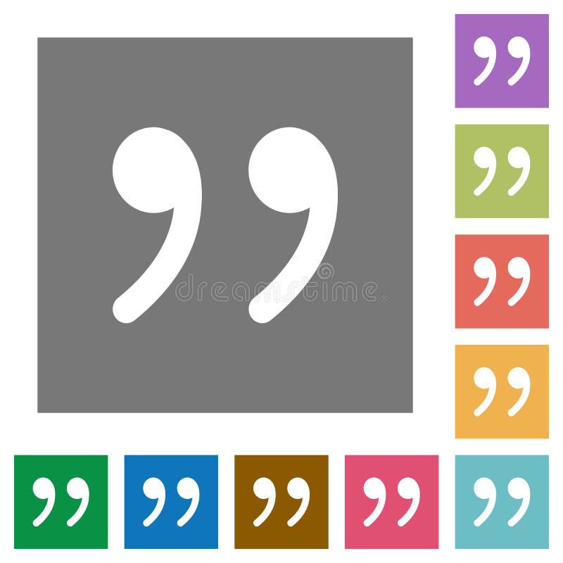 Quotation Mark Outline Flat Icons on Color Rounded Square Backgrounds ...
