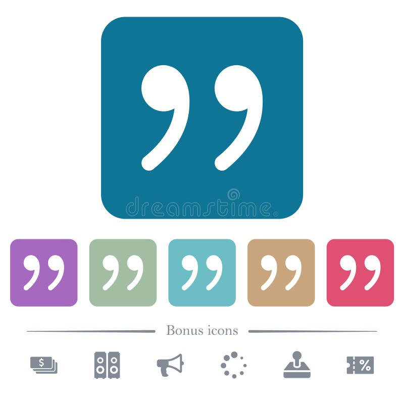 Quotation Mark Flat Icons on Color Rounded Square Backgrounds Stock ...