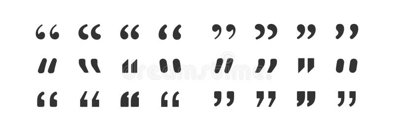 Quotation Mark Icon Set. Double Comma Sign Stock Vector - Illustration ...