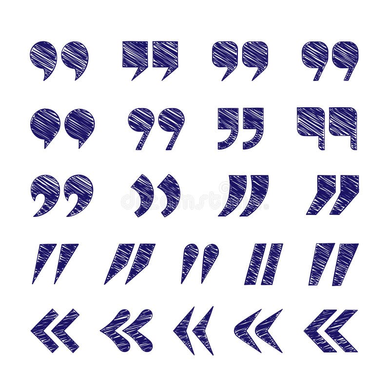 Quotation Mark Icon Set Isolated on White Stock Vector - Illustration ...
