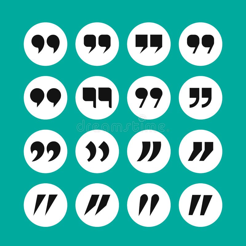 Quotation Mark Icon Set and a Square Frame with Shadow Stock Vector ...