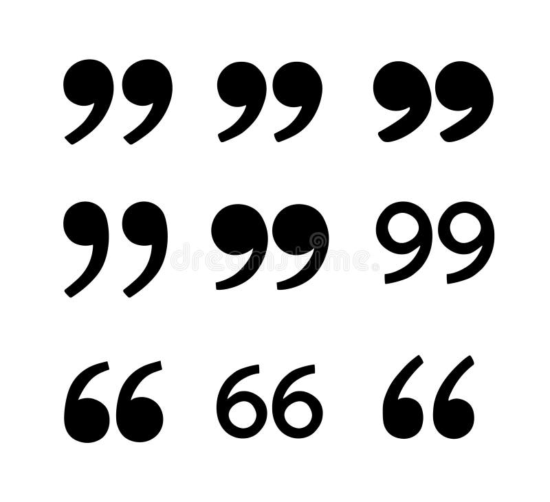 Quotation Mark Icons. Quotation Marks Different Shapes Symbol Punctuation Writing Retro ...