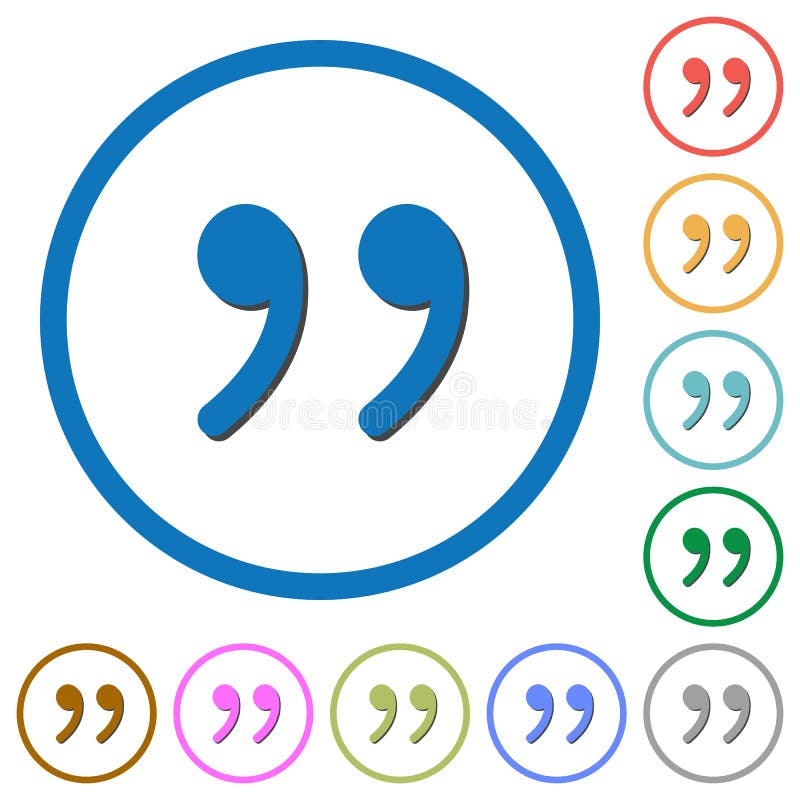 Quotation Mark Outline Flat Icons on Color Rounded Square Backgrounds Stock Vector ...