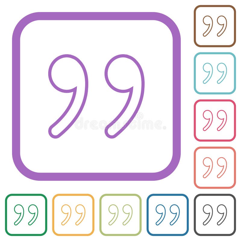 Quotation Mark Outline Simple Icons Stock Vector - Illustration of ...