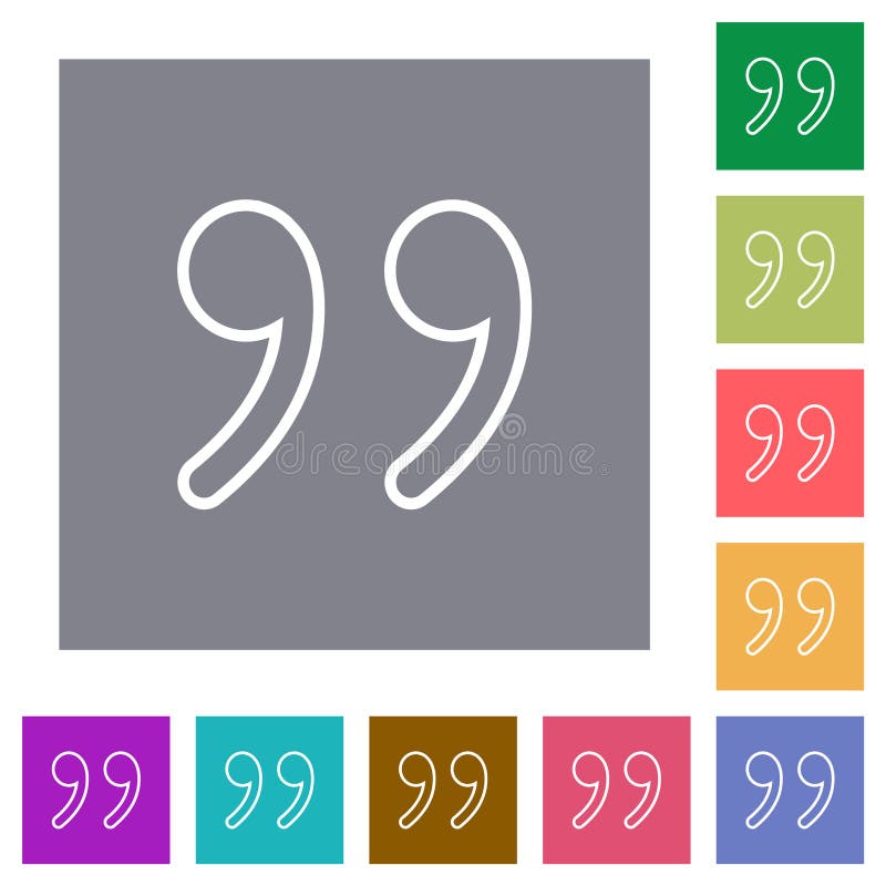 Quotation Mark Outline Square Flat Icons Stock Vector - Illustration of ...