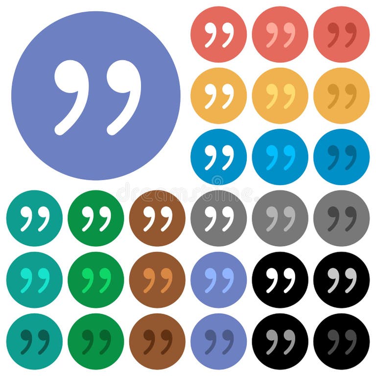 Quotation Mark Round Flat Multi Colored Icons Stock Vector ...