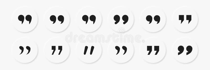 Quotation Mark Symbol. White Color Buttons. Neomorphism Design Stock ...