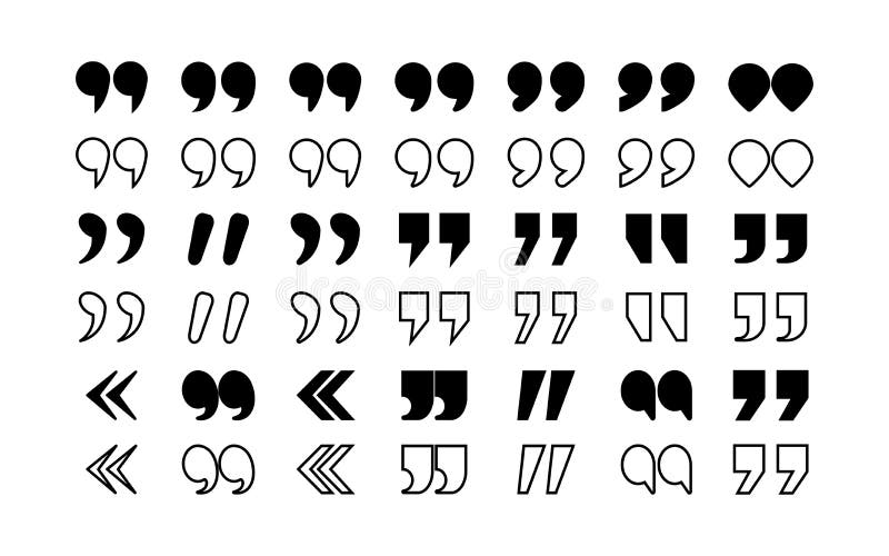Quotation Mark Symbol. White Color Buttons. Vector Illustration Stock ...