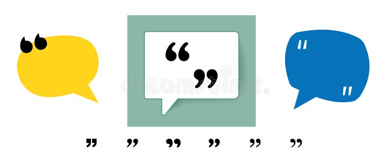 Quotation Marks on Blue and Yellow Round Speech Bubble. Stock Vector ...