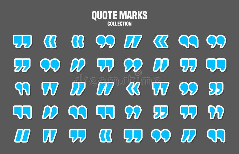 Quotation Marks Vector Collection. Blue Quotes Icon. Colorful Stickers ...